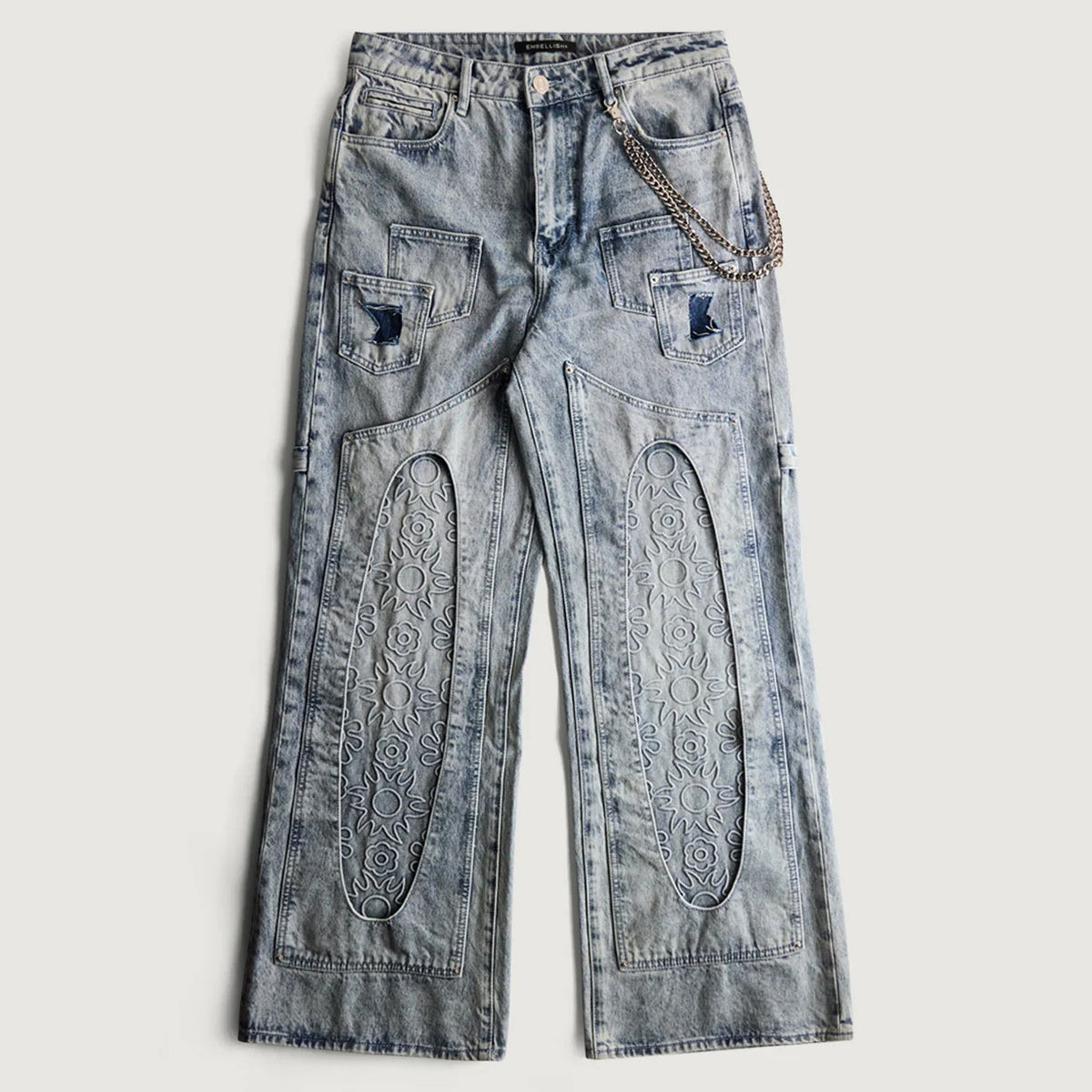 Metro Fusion - Embellish Sunwave Baggy Denim Jean - Men's Pants