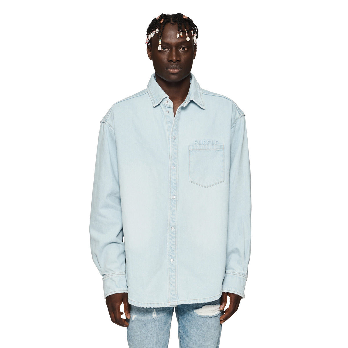 Metro Fusion - Purple Brand Oversized Western Shirt - Men's Shirts
