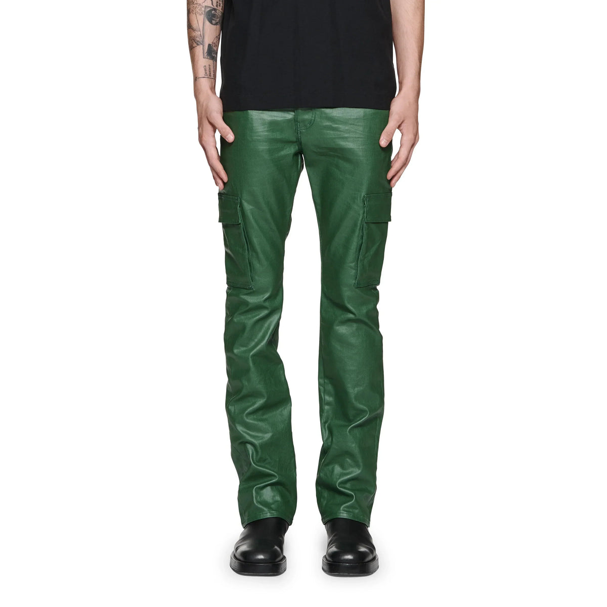 Metro Fusion - Purple Brand P004 Patent Film Cargo Flare Jean - Men's Pants