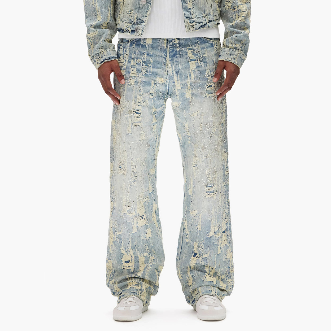 Metro Fusion - Purple Brand P018 Bead Splatter Destroy Jean - Men's Pants