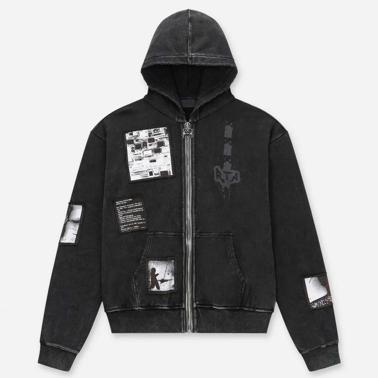 Metro Fusion - RTA Zev Zip Up Hoodie | Vintage Black Digital Patch ...